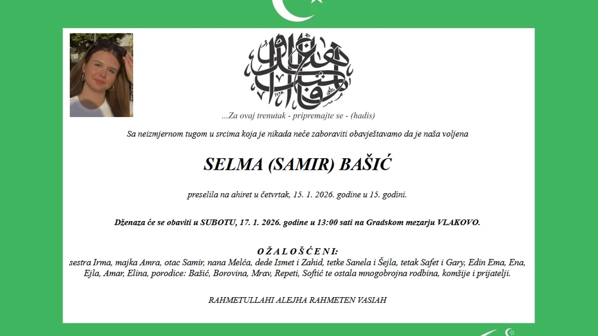 Prerano ugašen mladi život: Preminula 15-godišnja Selma Bašić